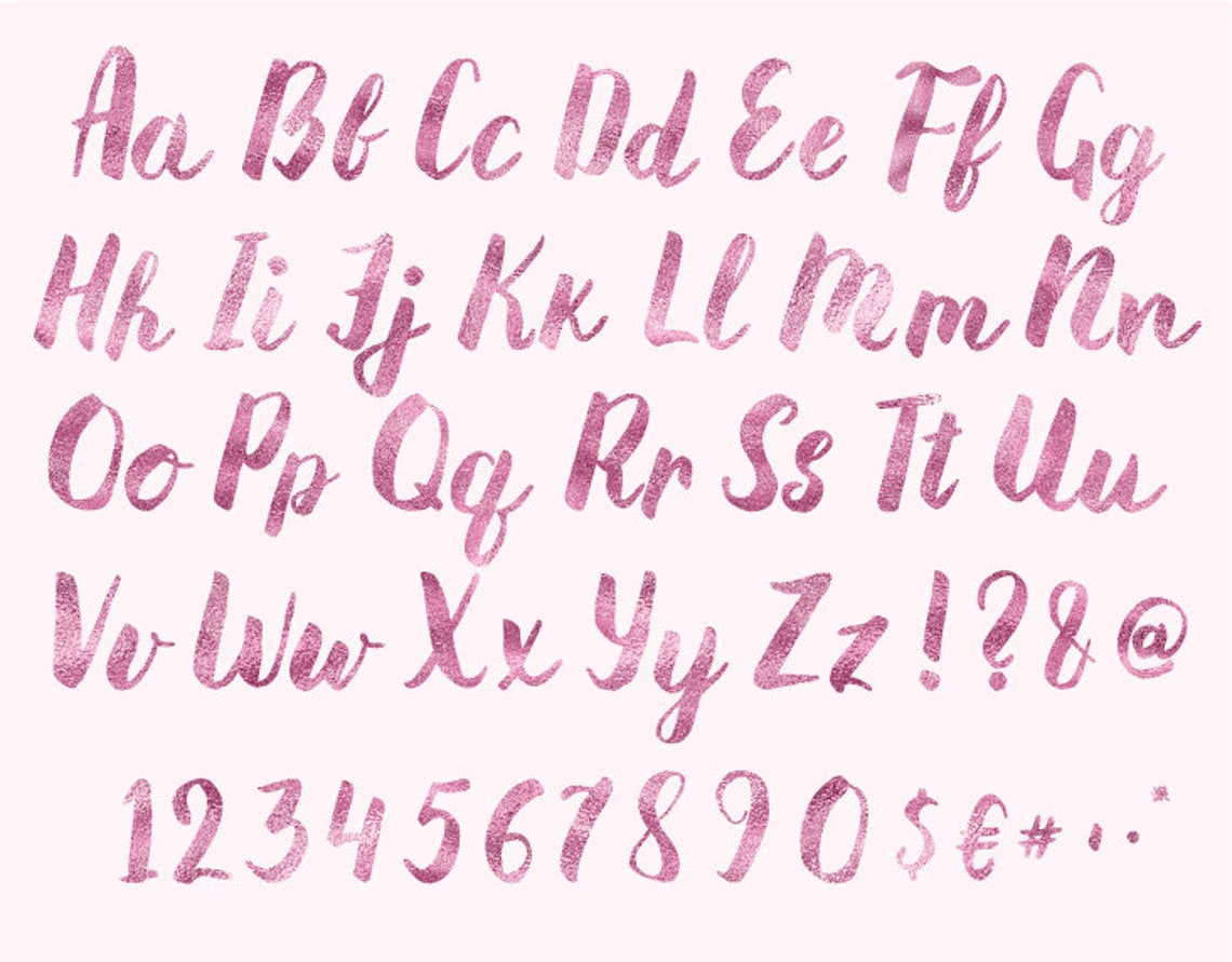 Pink Foil Alphabet Clipart Sparkly Letters Metallic Numbers - Etsy