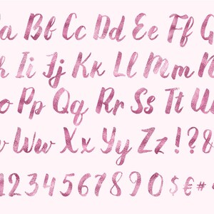 Pink Foil Alphabet Clipart, Sparkly Letters, Metallic Numbers, Symbol ...