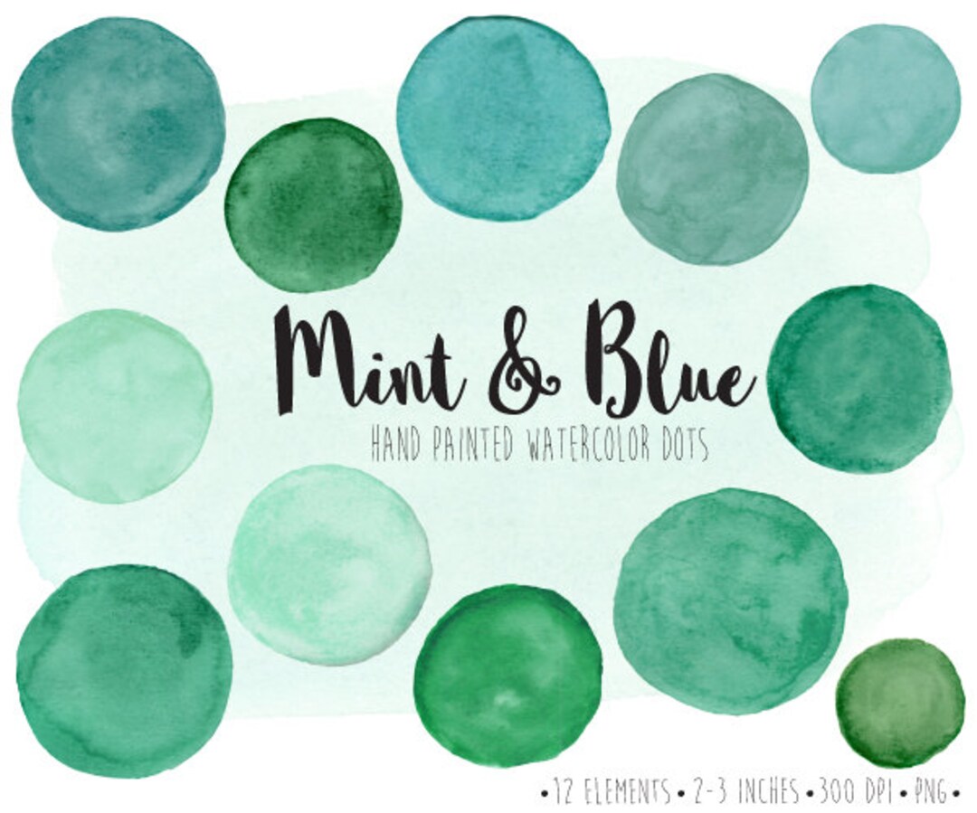Watercolor Dots Clipart. Hand Painted Mint Watercolor Circles ...