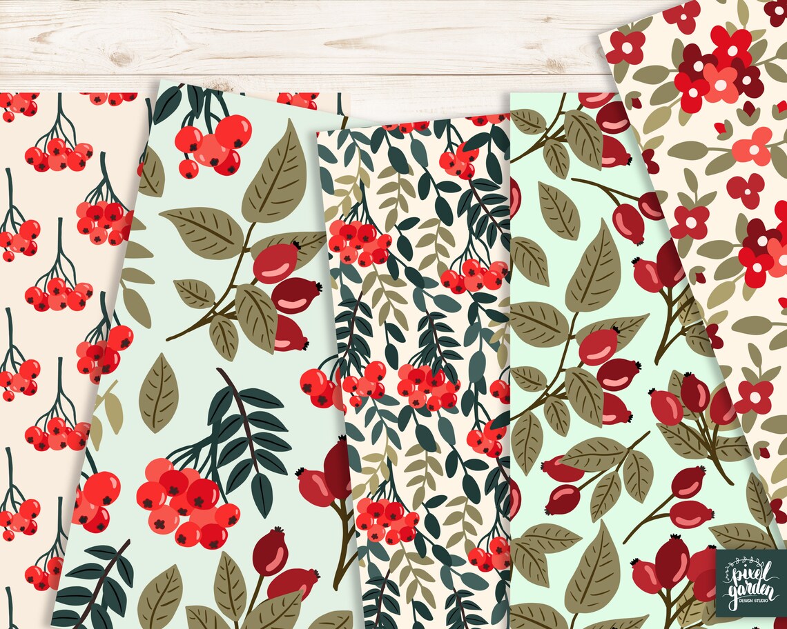 Fall Berries Digital Paper. Hand Drawn Seamless Berry Pattern. - Etsy