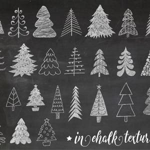 Chalkboard Christmas Tree Clip Art. Hand Drawn Chalk Christmas ...