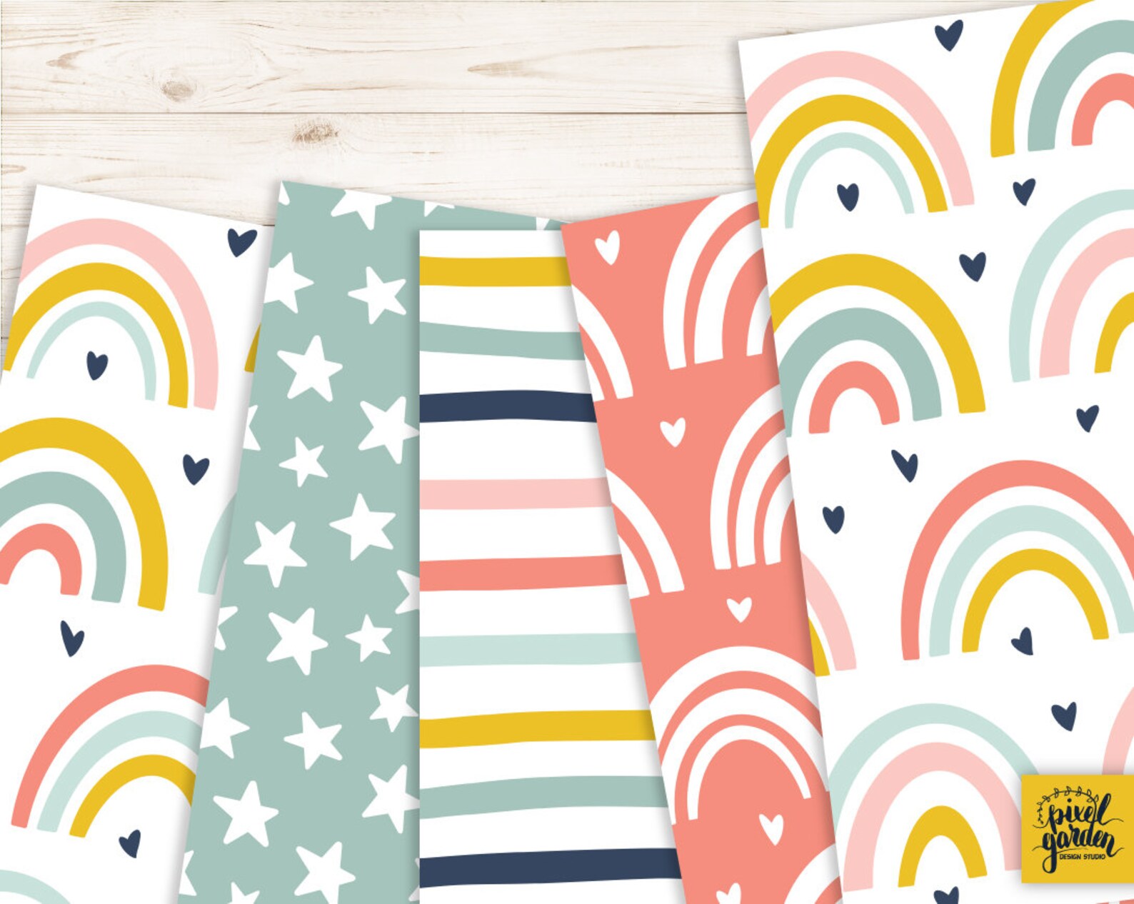 Rainbows Digital Paper. Hand Drawn Nursery Art. Boho Rainbow - Etsy