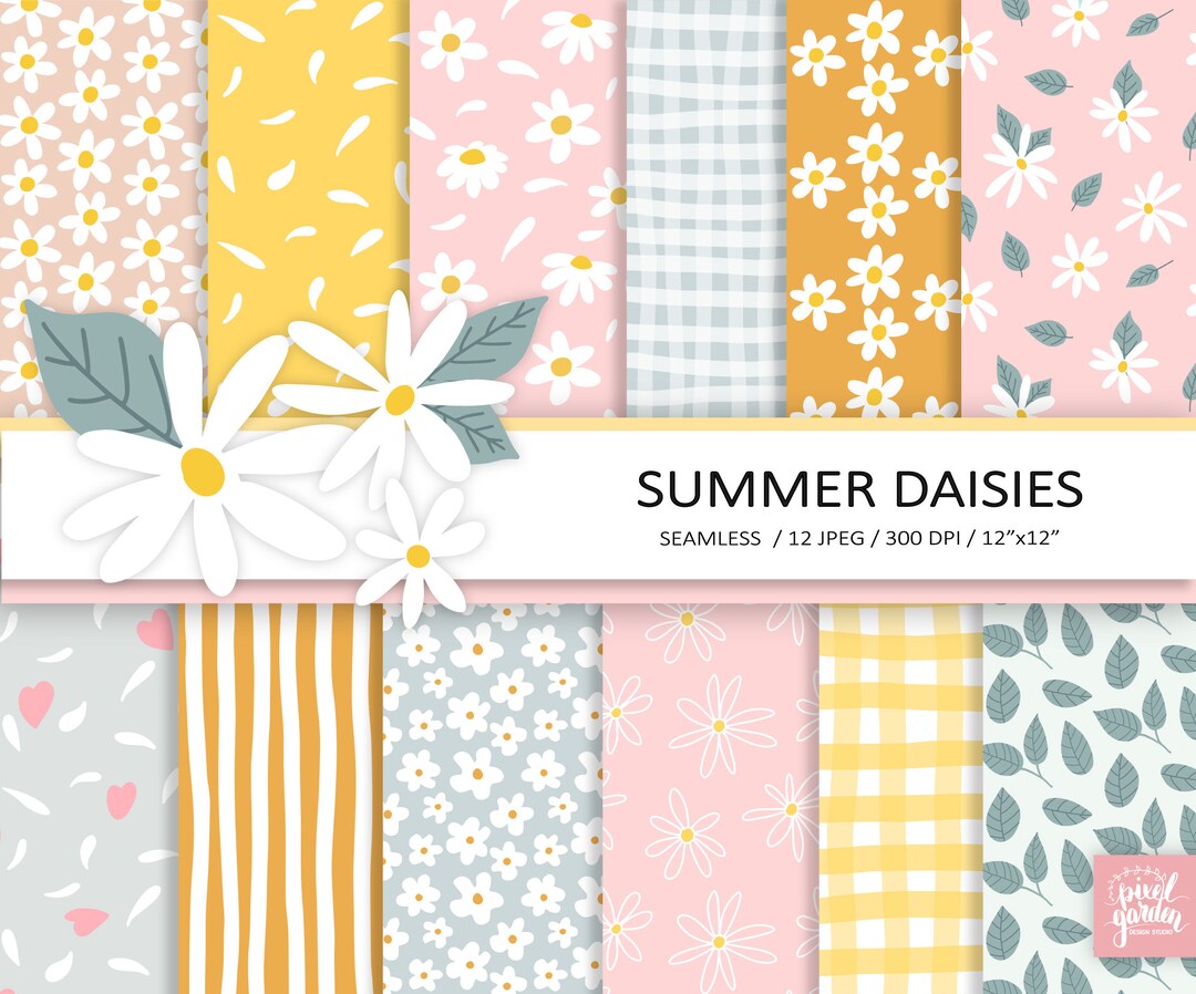 Summer Daisies Digital Paper. Seamless Daisy Pattern. Daisy, Flower ...