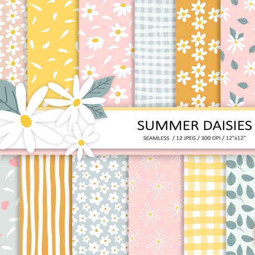 Summer Daisies Digital Paper. Seamless Daisy Pattern. Daisy - Etsy