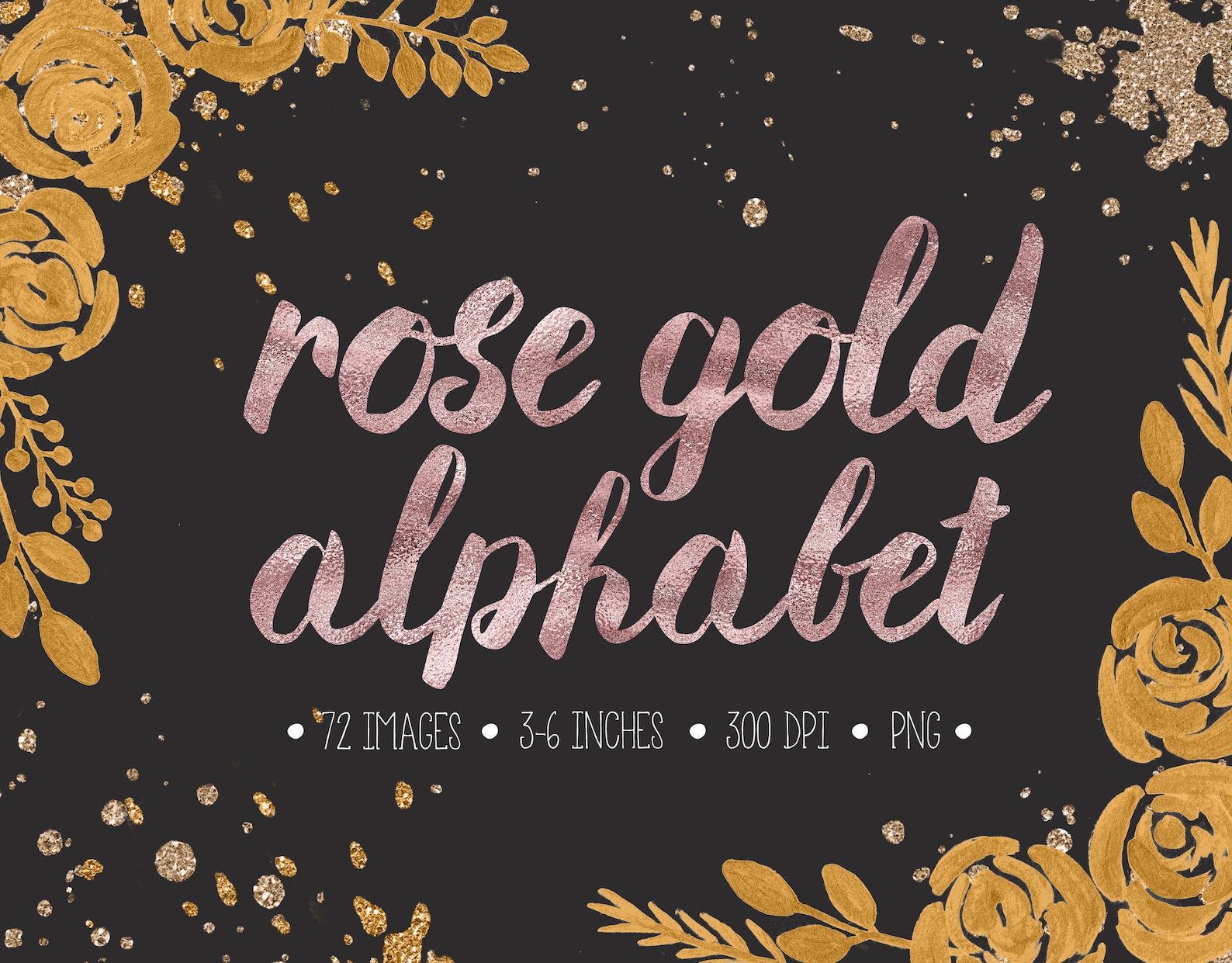 Rose Gold Alphabet Clip Art. Pink Glitter Letters, Numbers, Symbols ...