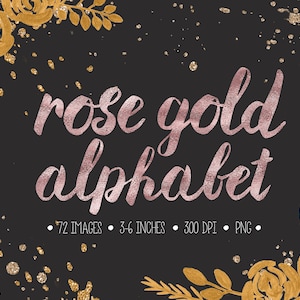 Rose Gold Alphabet Clip Art. Pink Glitter Letters, Numbers, Symbols ...