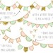 Gold Bunting Banner Clip Art. Mint & Pink Bunting Clipart. Gold Glitter ...