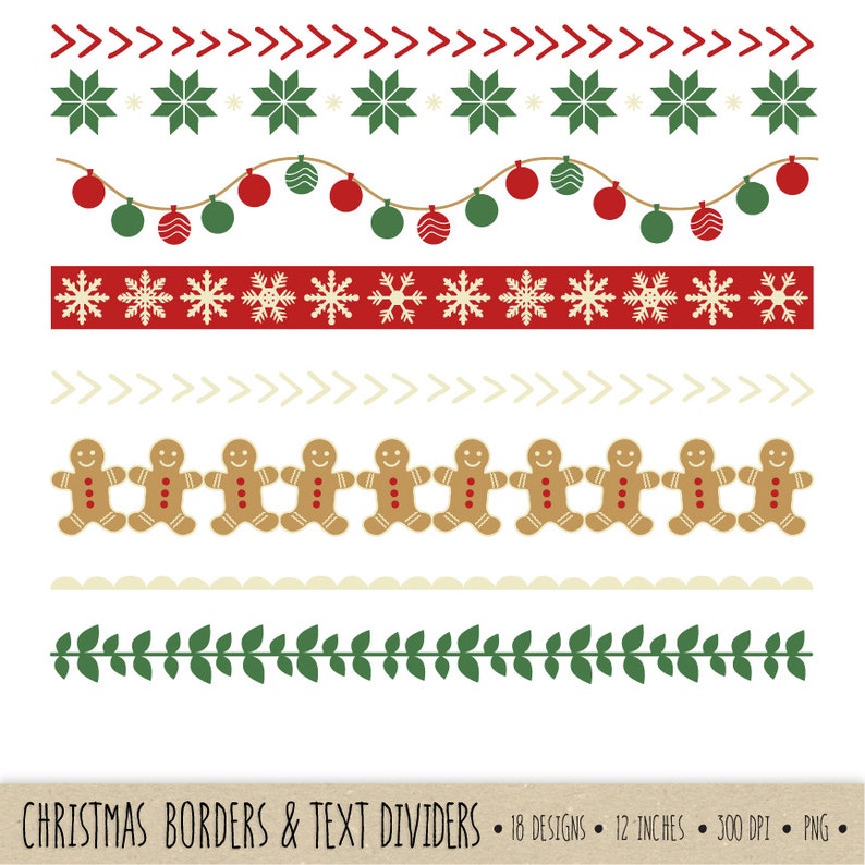 Christmas Border Clip Art. Red and Green Digital Ribbon - Etsy