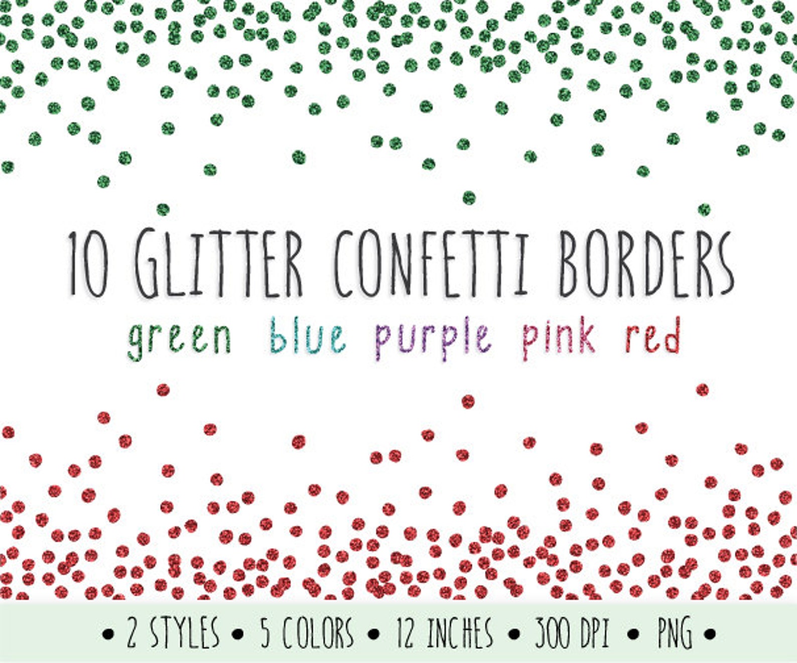 Glitter Confetti Borders Clip Art. Glitter Borders and Frames. - Etsy