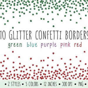 Glitter Confetti Borders Clip Art. Glitter Borders and Frames. Metallic ...