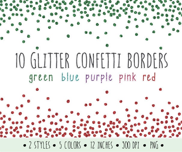 Glitter Confetti Borders Clip Art. Glitter Borders and Frames. | Etsy