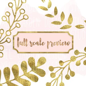 Gold Wreaths & Laurels Clip Art. Gold Foil Floral Elements Clip Art ...