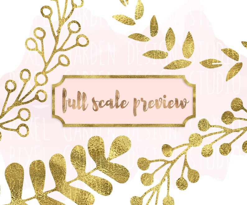 Gold Wreaths & Laurels Clip Art. Gold Foil Floral Elements | Etsy