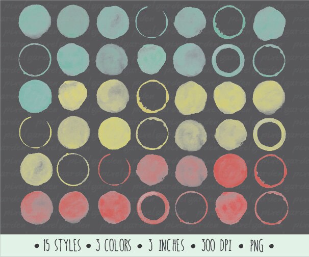 Watercolor Circles Clip Art. Hand Painted Bubbles. Hand Drawn | Etsy