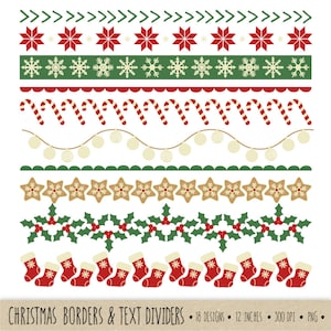 Christmas Border Clip Art. Red and Green Digital Ribbon Clipart. Winter ...