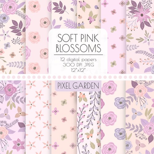 Pastel Floral Digital Paper. Shabby Cottage Chic Scrapbook - Etsy