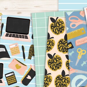 Back to School Digital Paper. Hand Drawn Teacher Background. Office ...