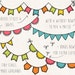 Bunting Banner Clip Art. Hand Drawn Birthday Bunting Banner. Doodle ...