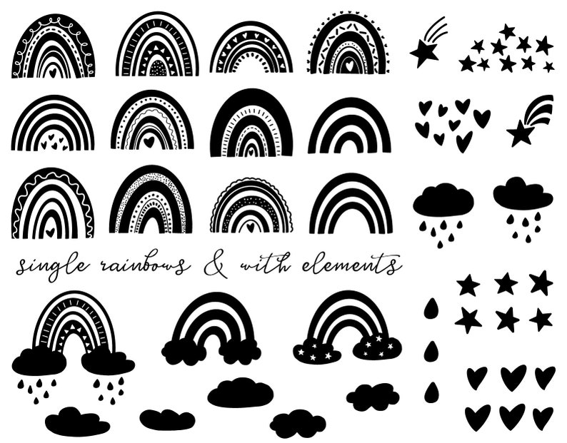 Scandinavian Rainbows Clip Art. Hand Drawn Nursery Art. Doodle | Etsy