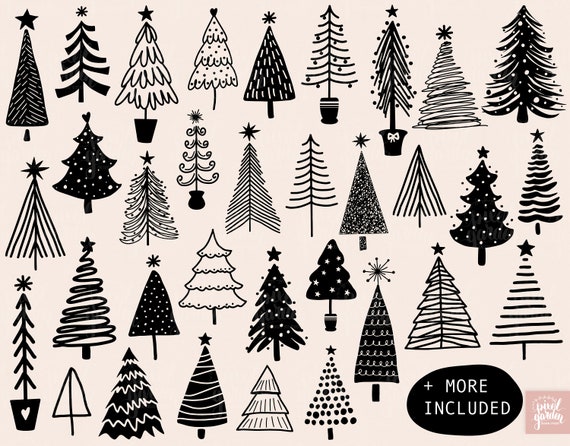 Christmas Tree Clipart Black And White