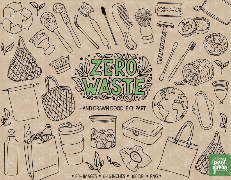 Zero Waste Clip Art. Hand Drawn Eco Friendly Clipart. Doodle - Etsy