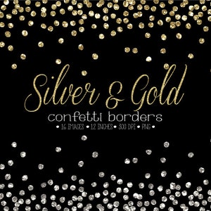 Glitter Confetti Border Clipart. Gold & Silver Confetti Frames ...