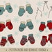 Hand Drawn Mittens Clipart. Doodle Winter Clothing Illustrations. Red ...