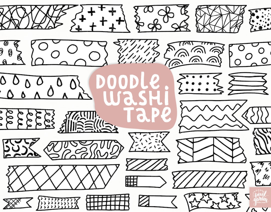Washi Tape Clipart. Hand Drawn Washi Clip Art. Doodle Scotch Tape ...