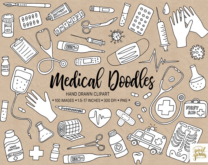 Hand Drawn Medical Clipart. Doodle Doctor, Medicine, Health Clip Art ...