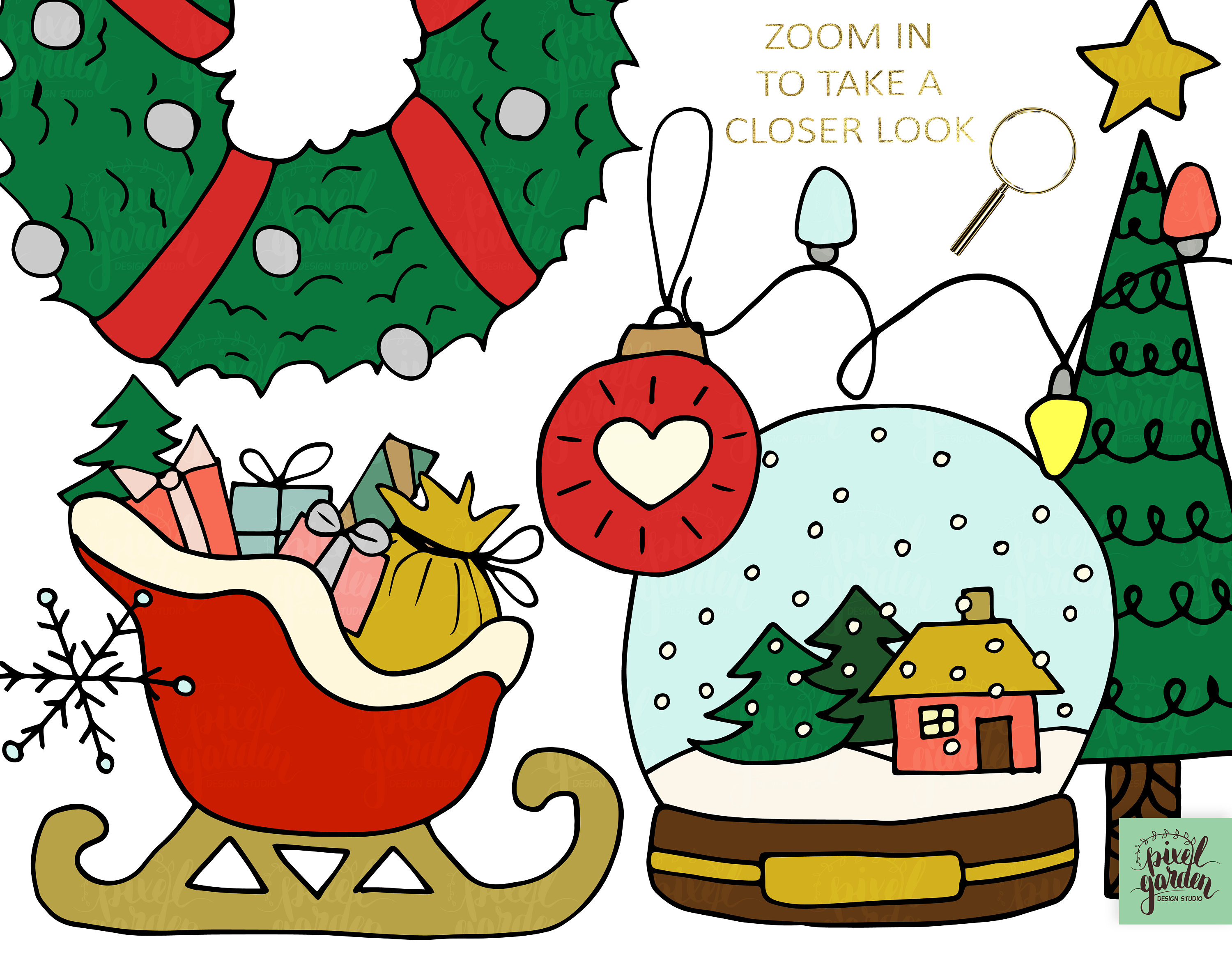 Christmas Clipart. Hand Drawn Christmas Clip Art. Winter - Etsy