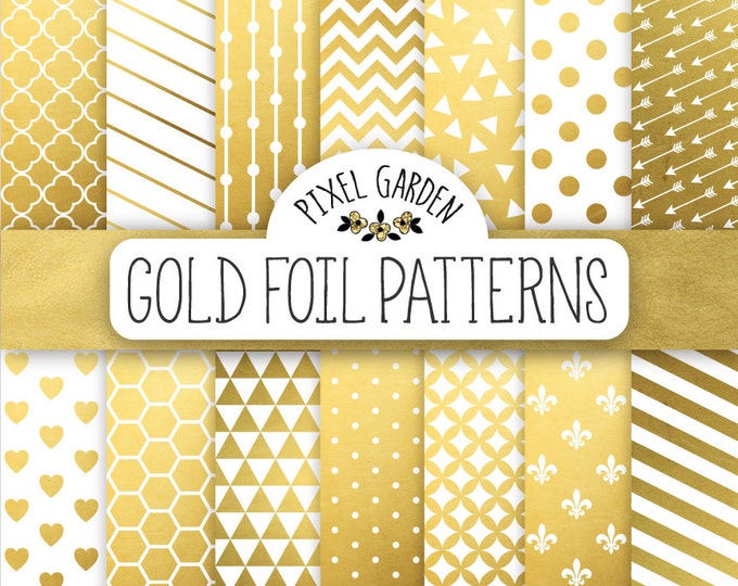 Gold Foil Digital Paper. Gold and White Scrapbook Papers. Gold - Etsy