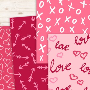 Valentines Day Digital Paper. Minimalist Love, Hearts Background. Hand ...