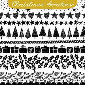 Christmas Borders Clip Art. Scandi, Nordic Digital Ribbon Clipart ...