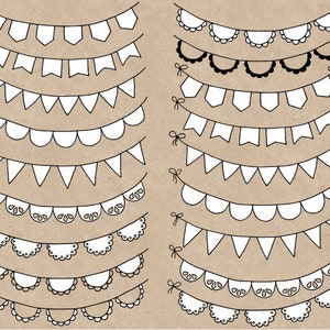 Doodle Bunting Banner Clipart. Hand Drawn Birthday Bunting. Party ...