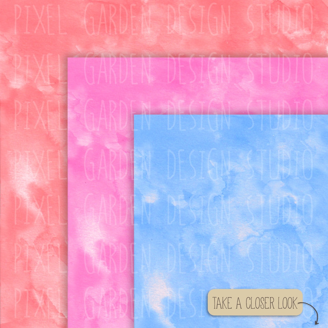 Watercolor Digital Paper. Hand Painted Digital Watercolors. | Etsy