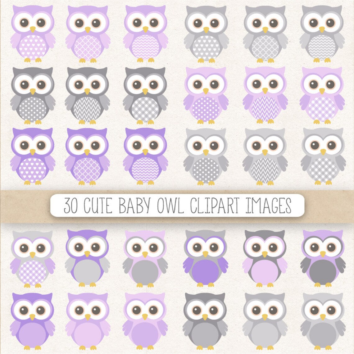 Purple Baby Owl Clip Art for Nursery Baby Shower. Baby Boy | Etsy
