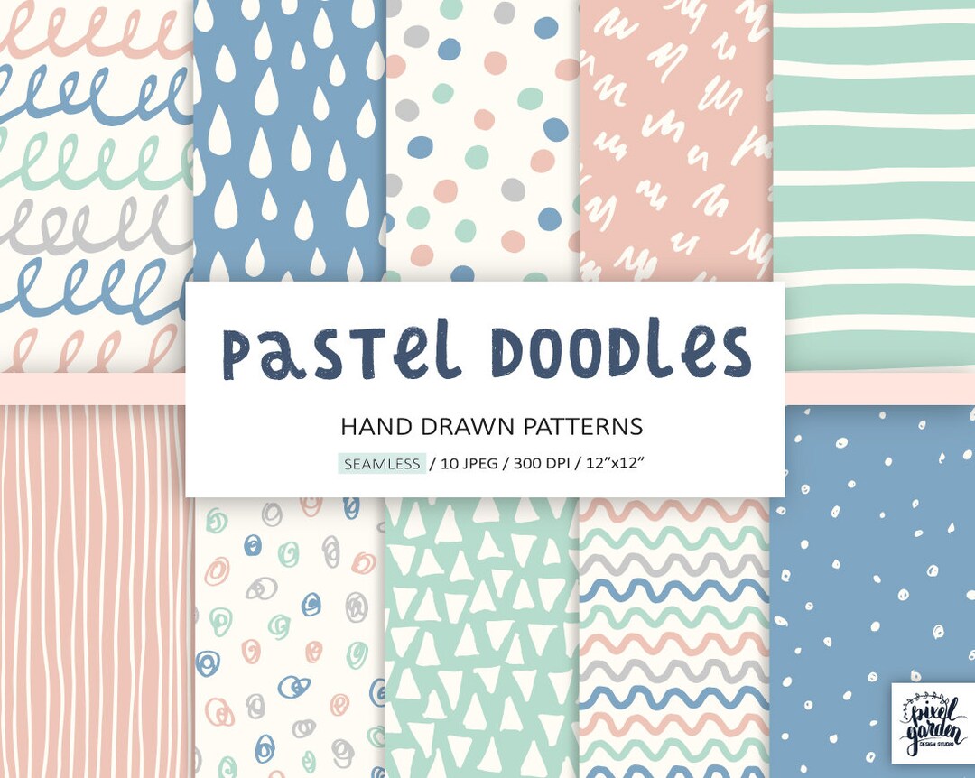 Doodle Digital Paper. Geometric Scandinavian Patterns. Hand Drawn ...