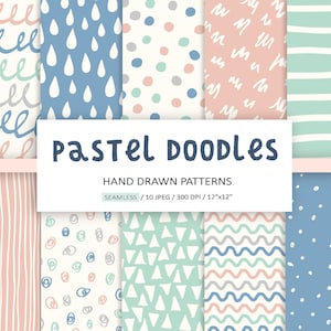Doodle Digital Paper. Geometric Scandinavian Patterns. Hand Drawn ...