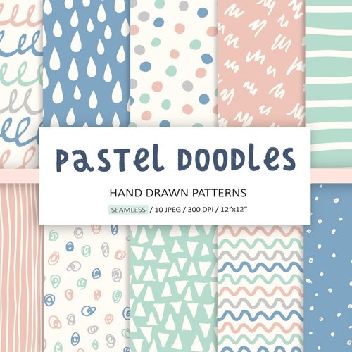 Hand Drawn Scrapbook Paper Doodle Digital Paper Minimalist - Etsy