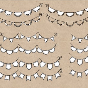 Doodle Bunting Banner Clipart. Hand Drawn Birthday Bunting. Party ...