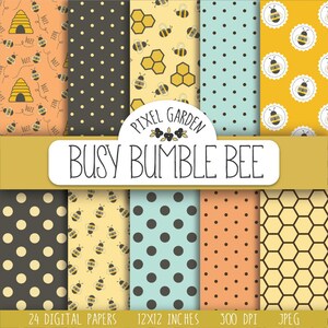 Bee Digital Paper. Honeycomb Scrapbook Paper. Bumble Bee Digital ...
