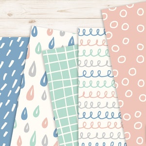 Doodle Digital Paper. Geometric Scandinavian Patterns. Hand Drawn ...