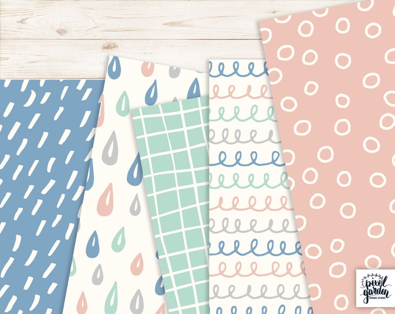 Doodle Digital Paper. Geometric Scandinavian Patterns. Hand Drawn ...