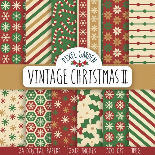Shiny Christmas Digital Paper Red Green Gold and Silver - Etsy