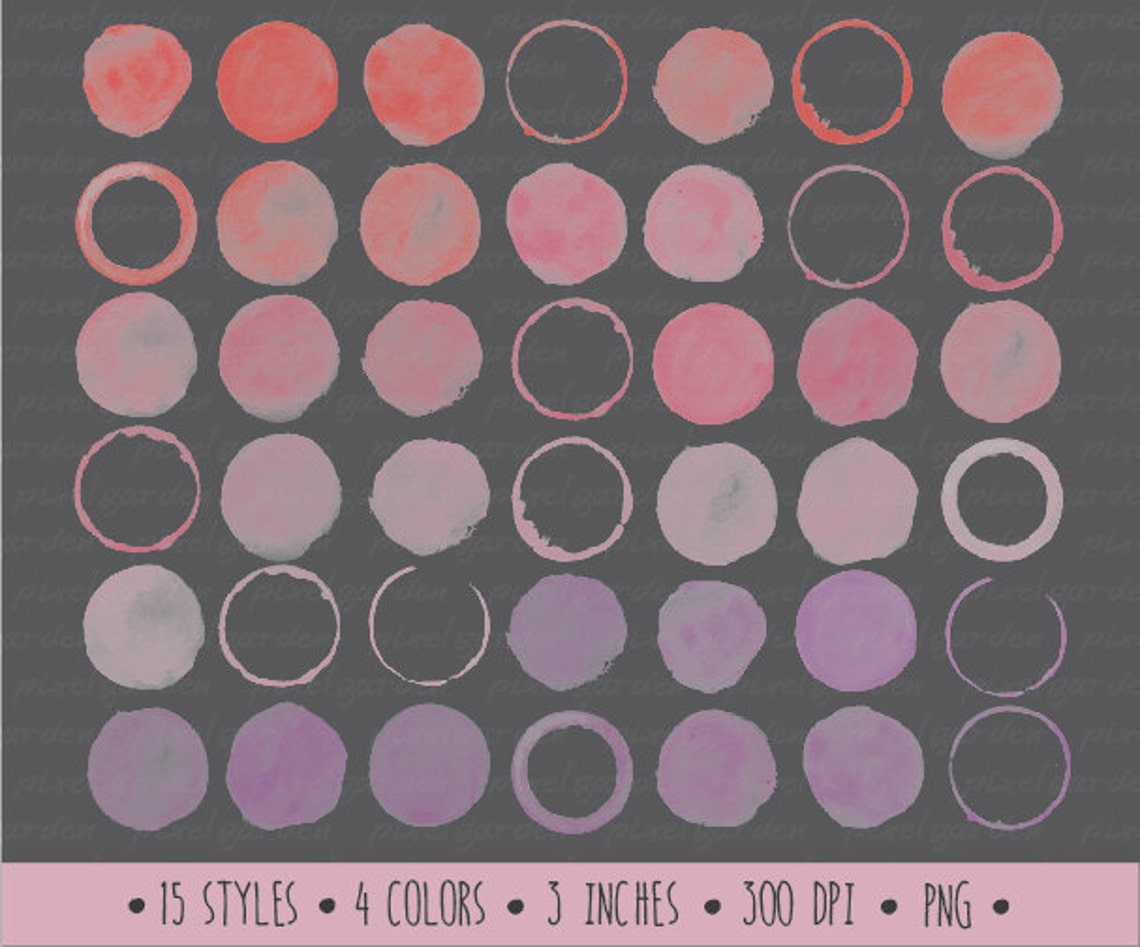 Watercolor Circles Clip Art. Hand Painted Bubbles. Hand Drawn Clipart ...