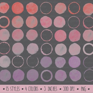 Watercolor Circles Clip Art. Hand Painted Bubbles. Hand Drawn Clipart ...