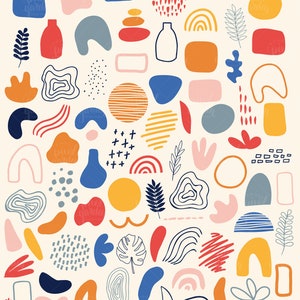 Abstract Boho Clip Art. Organic Abstract Collage Element Clipart. Mint ...