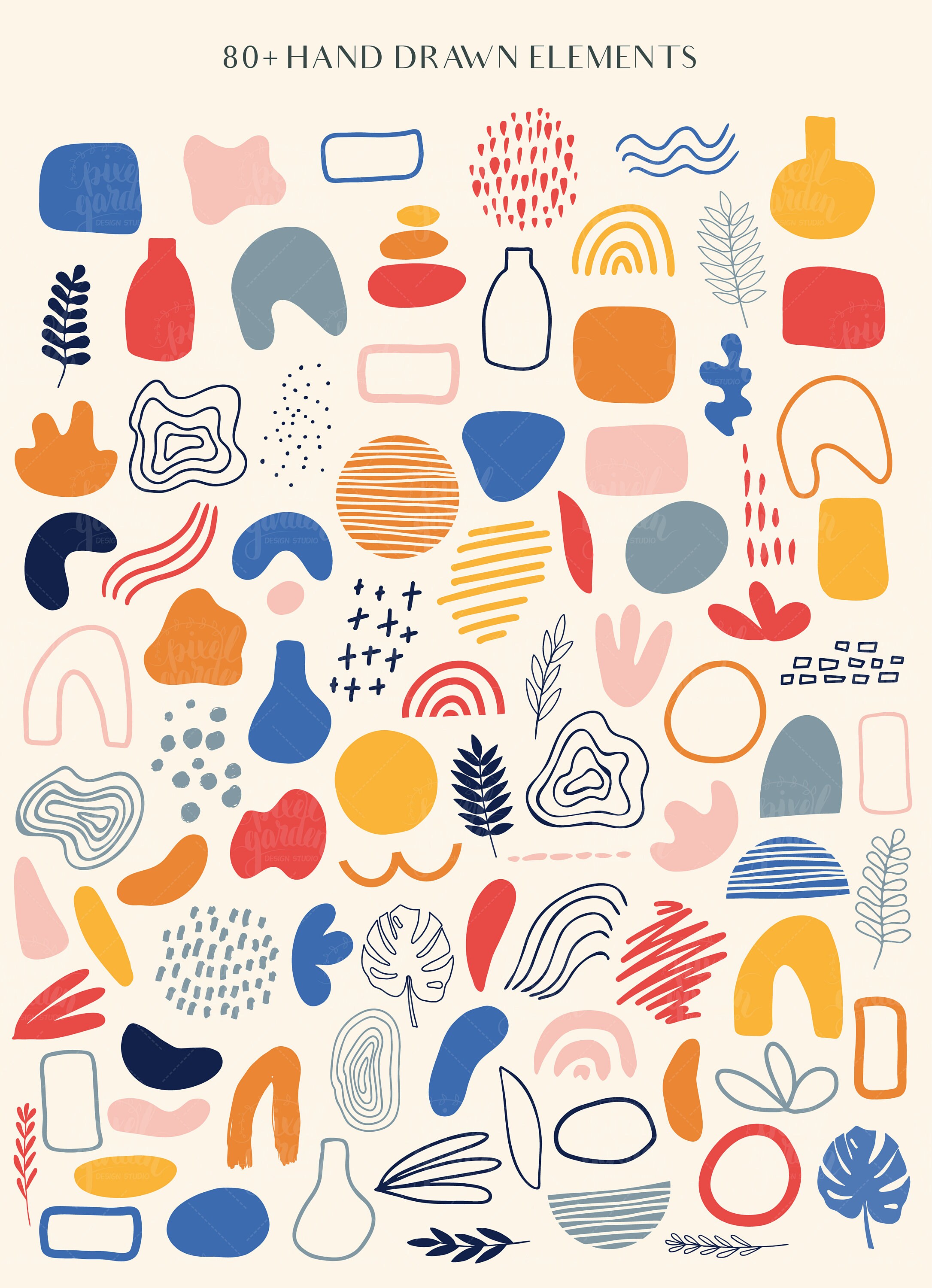 Abstract Boho Clip Art. Organic Abstract Collage Element - Etsy