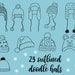 Christmas Hat Clip Art. Hand Drawn Winter Hats, Cothing, Knit ...