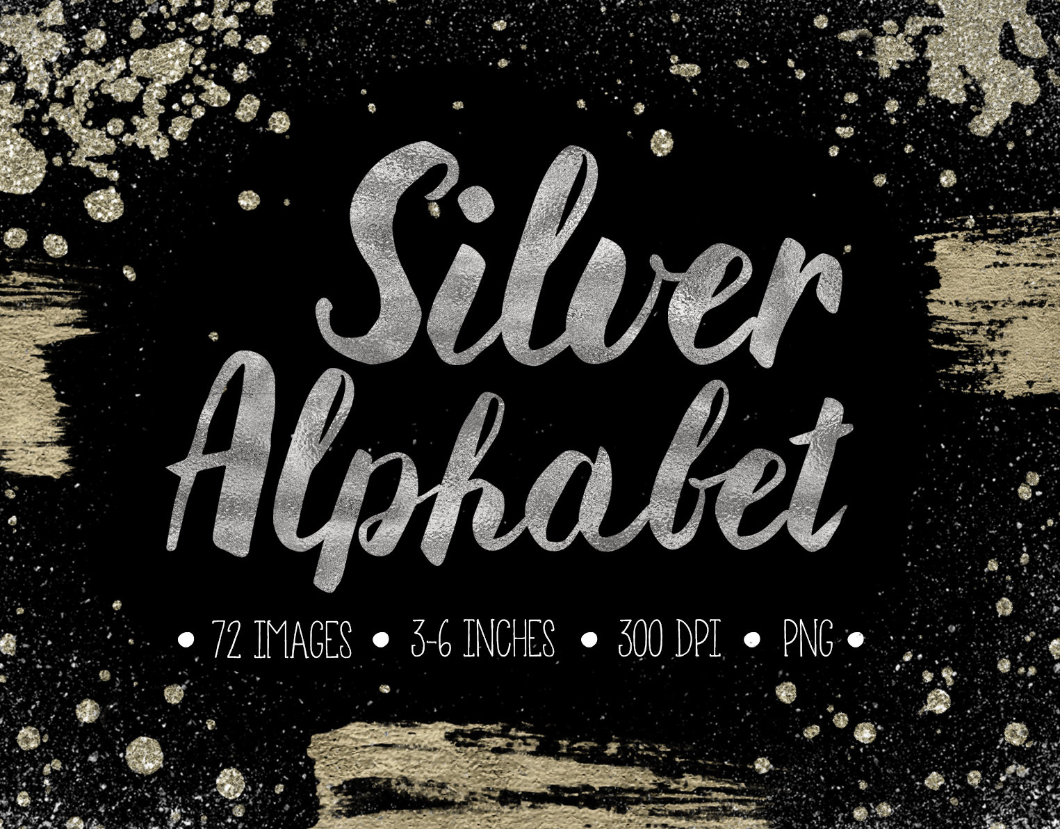 Silver Alphabet Clipart. Silver Letters Numbers Symbols. | Etsy